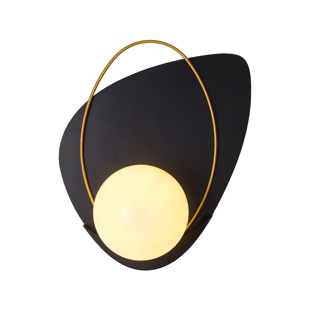 Black & Gold Accent Wall Fixture with White Glass Shade – Cash Sale ...