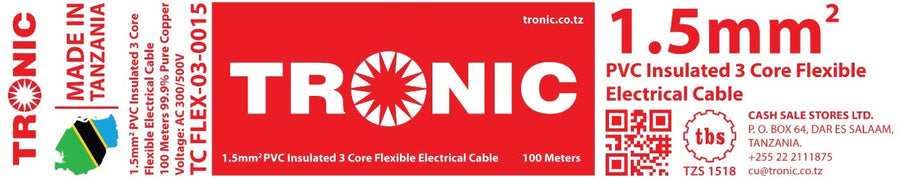 1.5mm 3 Core Flexible Cable – Tronic Tanzania