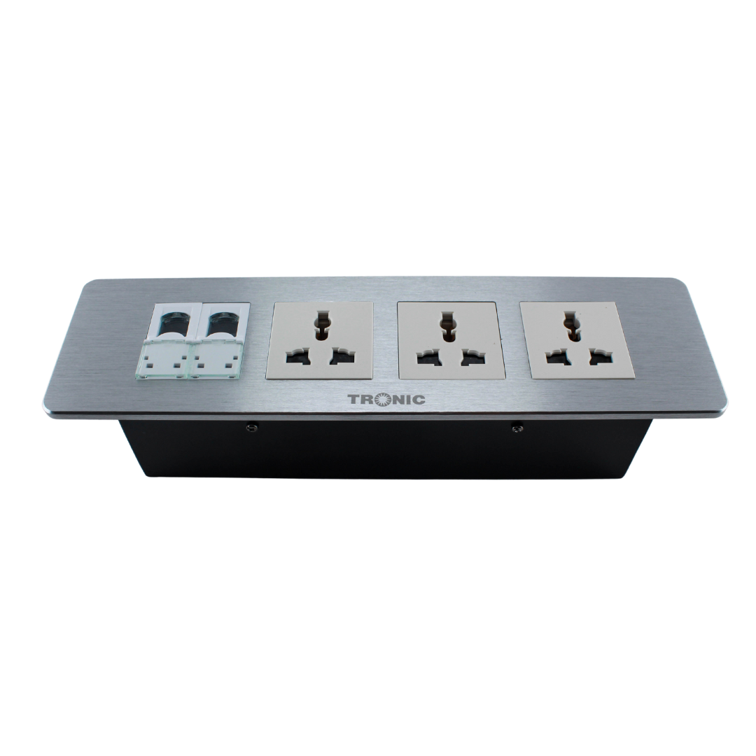 Floor Socket Universal x 3 + RJ45 Data x 2 – Tronic Tanzania