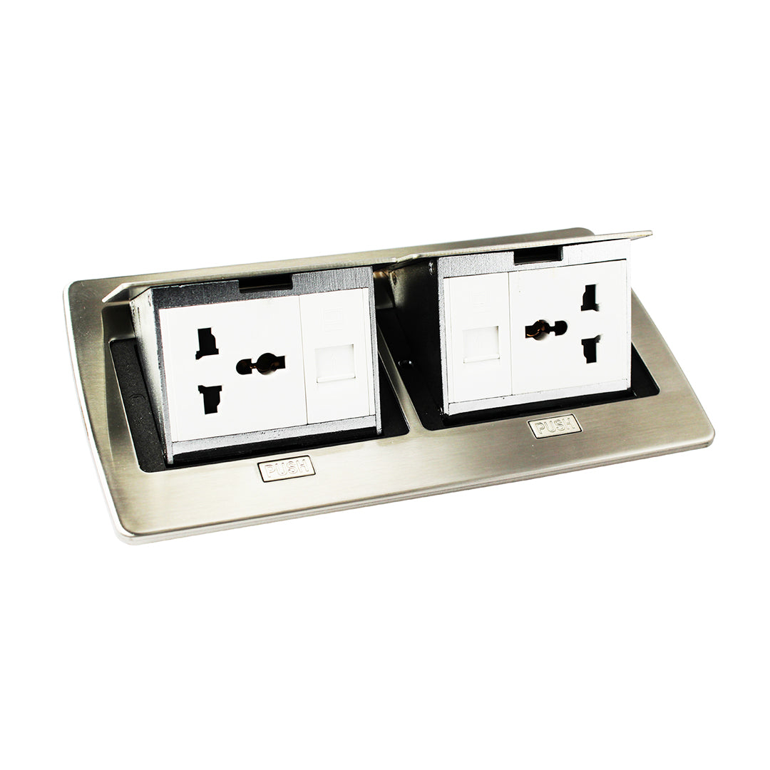 Floor Socket 2G Universal + RJ45 Data – Tronic Tanzania
