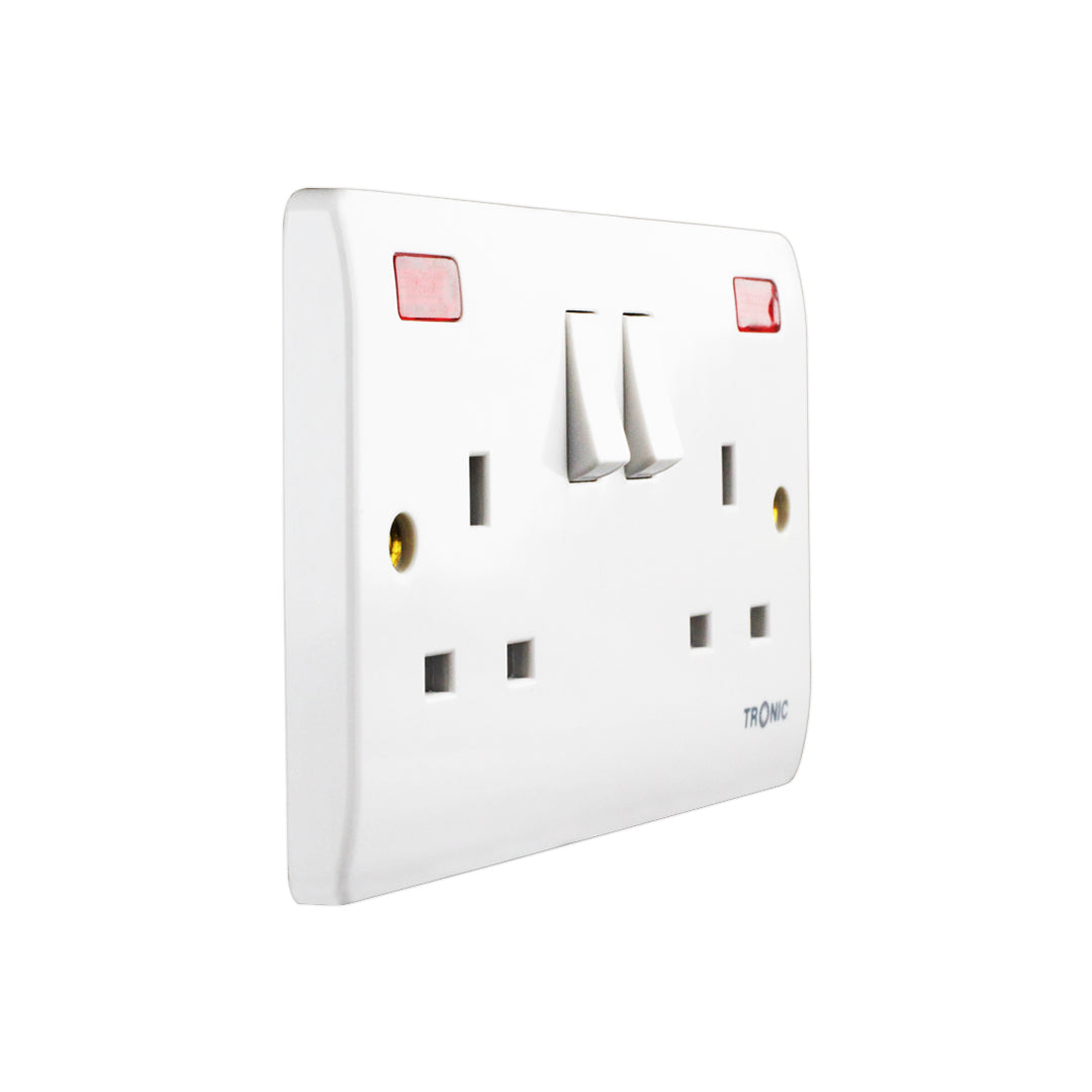 Twin Switch Socket with Neon Standard – Tronic Tanzania