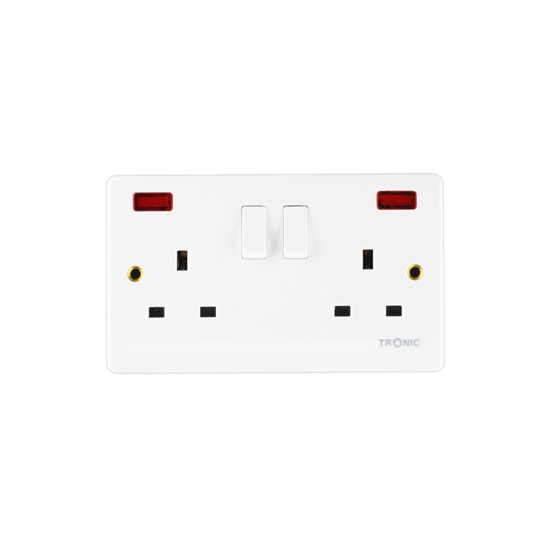 Twin Switch Socket with Neon Standard – Tronic Tanzania