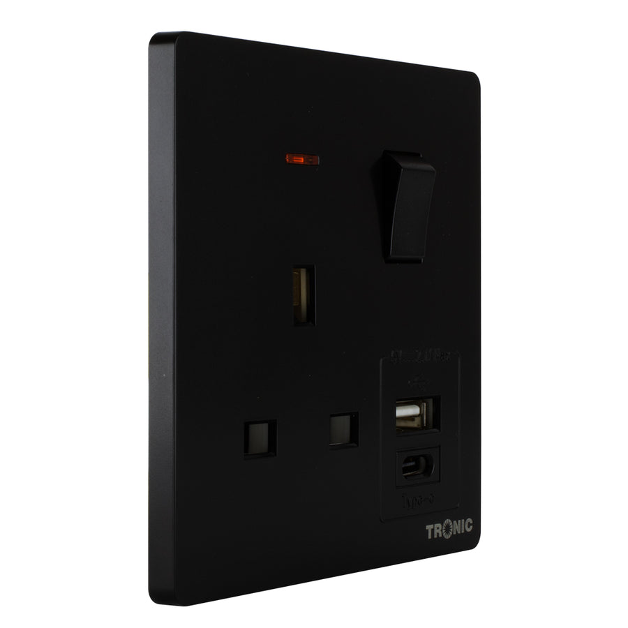 Single Switch Socket with USB + Type C – Tronic Tanzania
