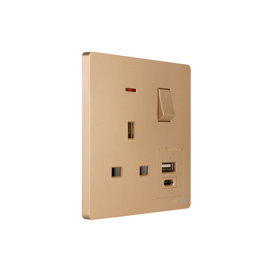 Single Switch Socket with USB + Type C – Tronic Tanzania