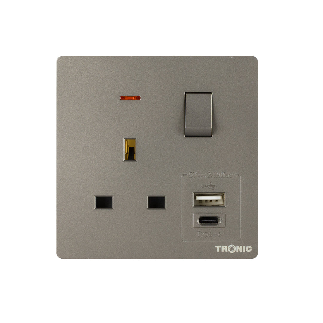 Single Switch Socket with USB + Type C – Tronic Tanzania