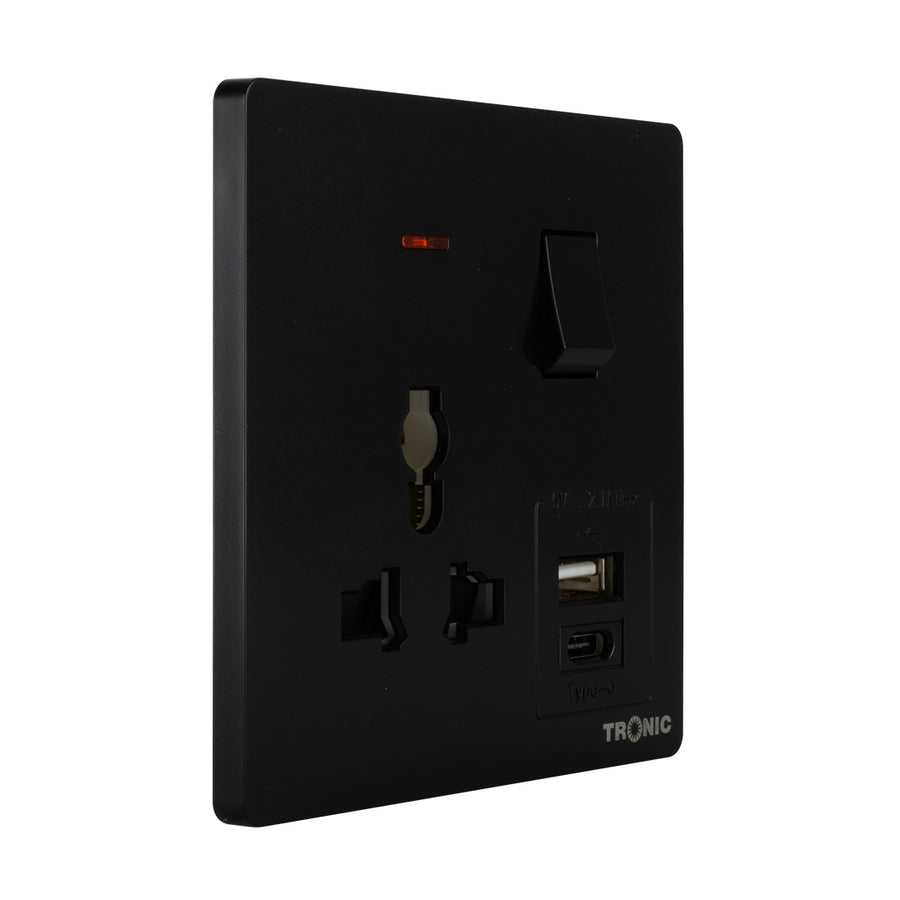 Universal Single Switch Socket with USB + Type C – Tronic Tanzania