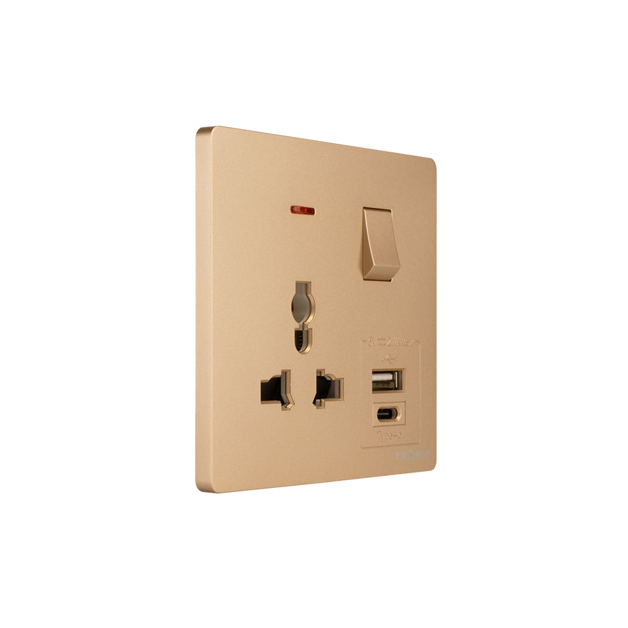 Universal Single Switch Socket with USB + Type C – Tronic Tanzania