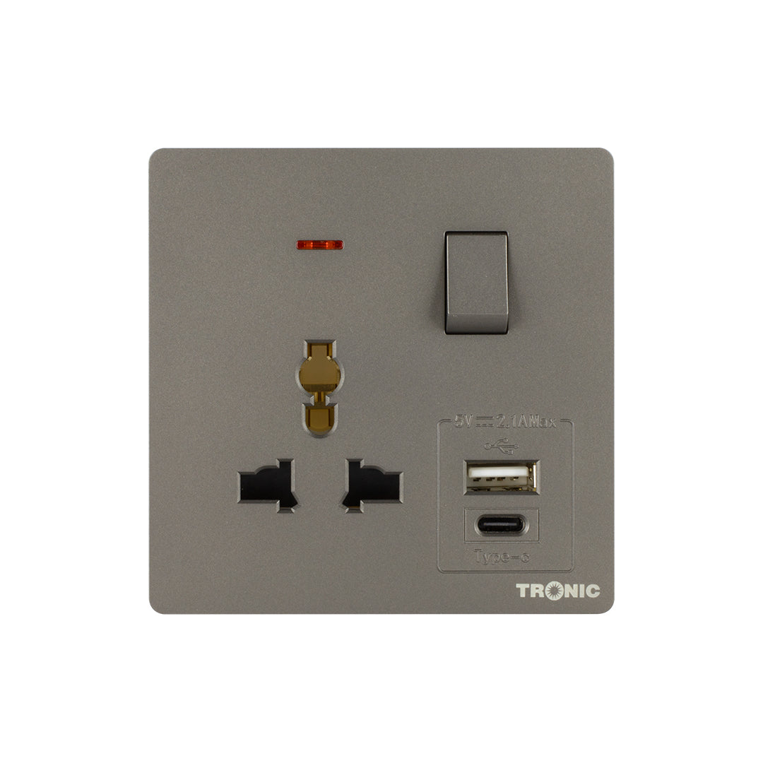 Universal Single Switch Socket with USB + Type C – Tronic Tanzania