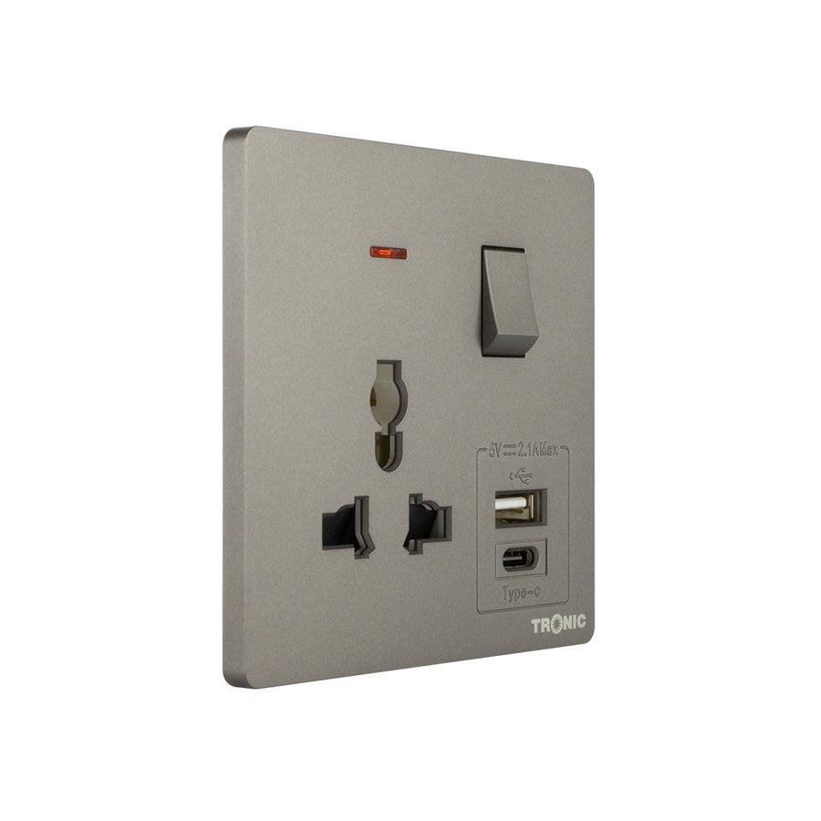 Universal Single Switch Socket with USB + Type C – Tronic Tanzania