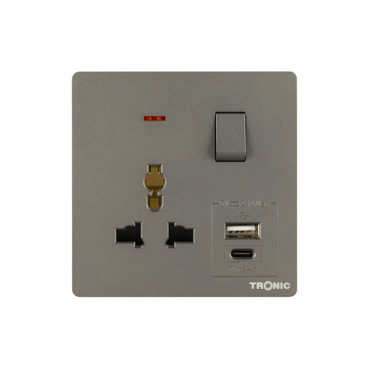 Universal Single Switch Socket with USB + Type C – Tronic Tanzania