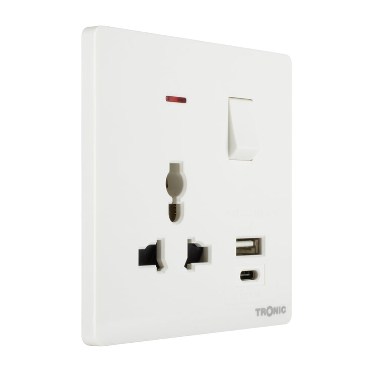 Universal Single Switch Socket with USB + Type C – Tronic Tanzania