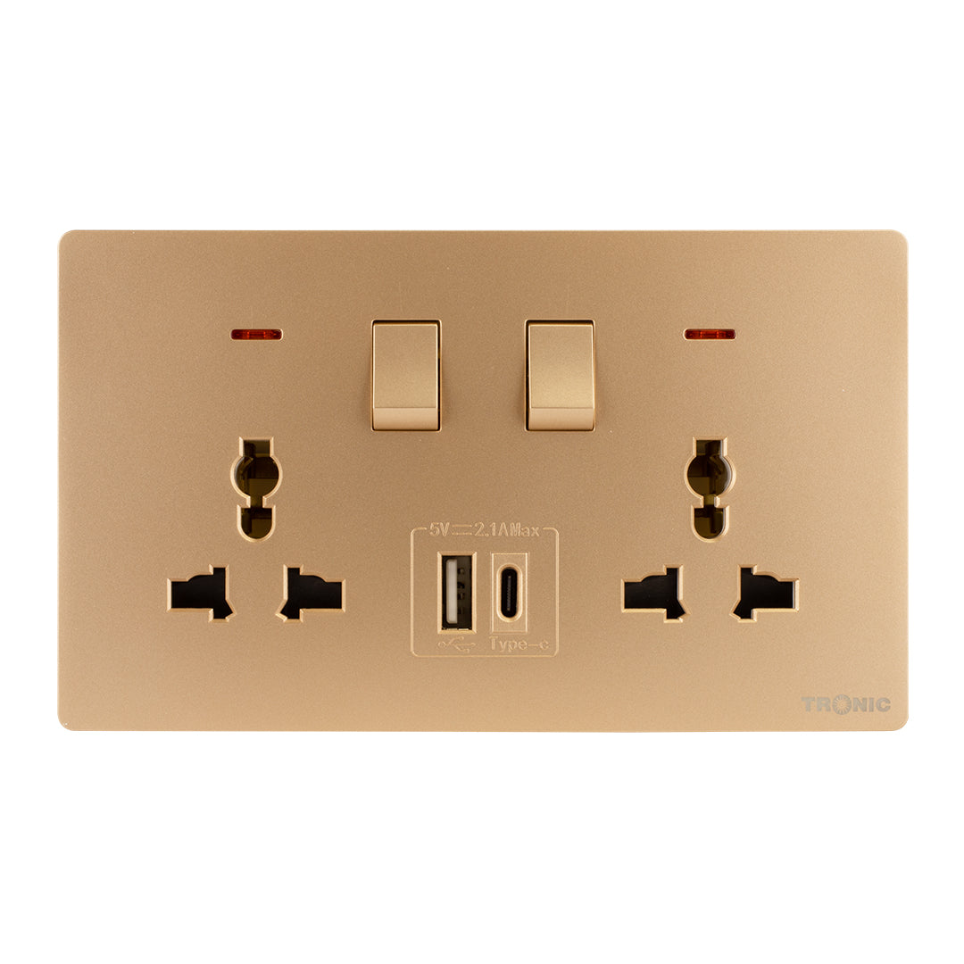 Universal Switch Socket Twin with USB + Type C – Tronic Tanzania