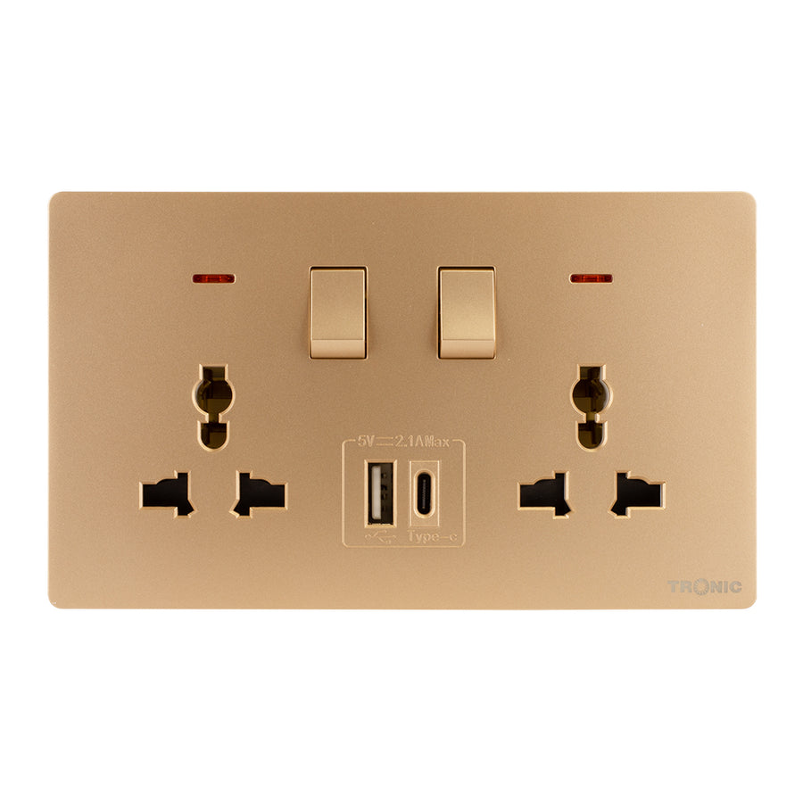 Universal Switch Socket Twin with USB + Type C – Tronic Tanzania